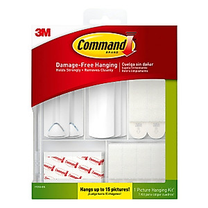Command Picture Hanging Kit, Various Sized Picture Hanging Hooks and Strips to Hang Up to 15 Pictures, Indoor Use, Decorate Damage-Free