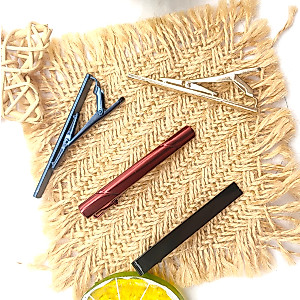 Svovin 16pcs Tie Bar Clip Tie Tack Pins Tie Clips for Men Father's Day Gift Silver Black Red Blue Gold Necktie Bar Pinch Clip Set Metal Clasps Business Professional Fashion Designs