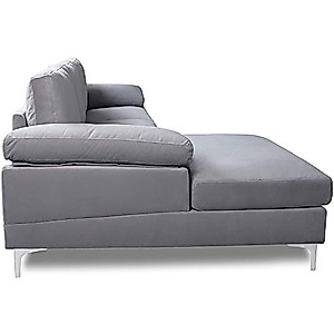 Restar Sectional Couch Left-Hand Facing, L-Shaped Couch for Family Living Room, Modern Large Velvet Sectional Sofa with an Extra-Wide Chaise Lounge (Light Grey)