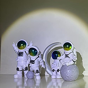 LUOZZY 4 Pcs Astronaut Figurines Cake Topper Miniature Astronaut Toys Space Cake Topper Spaceman Statues for Home Desktop Decor Space Theme Party Decorations