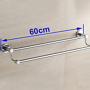 FCMLD Stainless Steel Bathroom Double Towel Rack Free Punch Toilet Toilet Towel Rack Wall-Mounted Towel Rack