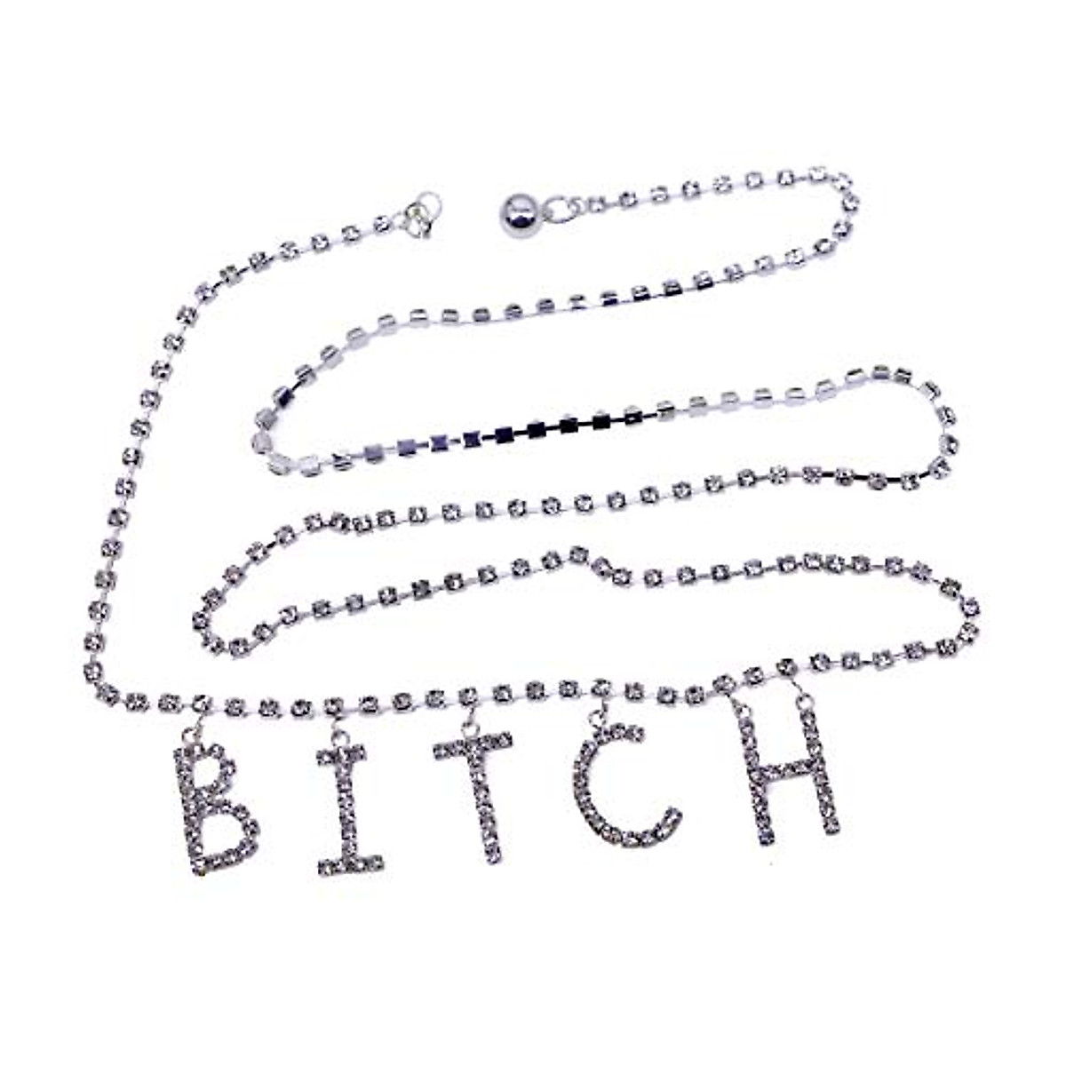 Arsimus Rhinestone Bitch Belly Waist Chain Belt (Bitch)