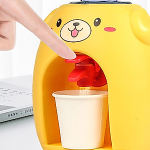 LUOZZY 2Pcs Mini Water Dispenser for Kids Cartoon Pig Dog Kids Water Machine Drinking Water Fountains Toys - Pink + Yellow