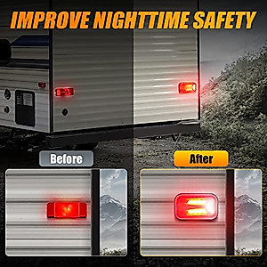 CAFOPAR Wireless Magnetic Trailer Lights Kit, LED Trailer Rear Light with 2 Charging Ways, Universal Running Stop Turn Signal License Plate Light for Tow Trucks, Caravans, Campers, RV, Boat