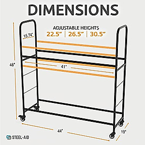 STEELAID Rolling Tire Rack – Metal, Adjustable, Tire Stand & Protective Cover, Included 4 Adjustable non rolling Legs [Updated 44'' L With 4 Wheels included]