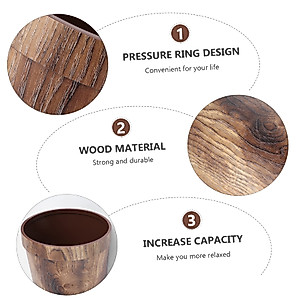 VICASKY Retro Trash Can Ornament Container Metal Storage Baskets Lip Gloss Containers Small Trash Can Rubbish Bin Wood Grain Wastebasket Trash Can Garbage Bin Living Room Garbage Bin Brown
