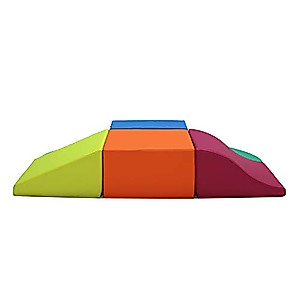 Factory Direct Partners 13021-LMRS SoftScape Playtime All Around Climber for Crawling Infants and Toddlers, Soft Foam Indoor Active Play with Steps and Slides (6-Piece) - Lime/Raspberry