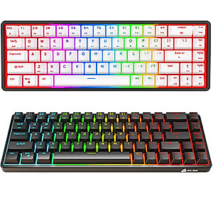 KLIM Shift Wireless Mechanical Keyboard - 2024 Version - Hotswap TKL RGB w/Extra 68 Keycap Set - Backlit Mini Gaming Keyboard - 2.4 GHz Wireless & Bluetooth Keyboard - 60 Percent Keyboard - PC Gamer