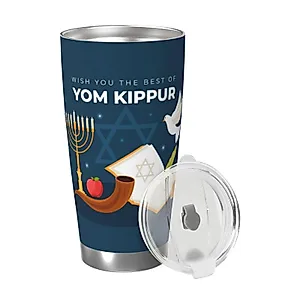 Uniwneds Yom Kippur Jewish Holiday Coffee Cup 20oz Stainless Steel Tumbler With Lid Double Wall Vacuum Insulated Travel Car Mug Water Bottles For Home Office