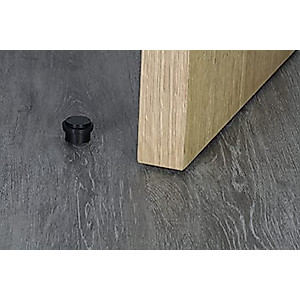 EVI | Adhesive Doorstop | 1.1'' X 0.8'' | Natural Silicone Black Rubber | Black Lacquered Stainless Steel Finish | Great Adherence | 100% Functional | Mod I-163