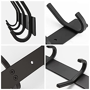 Piyl Coat Rack Wall Mount 17 '' Heavy Duty StainlessSteel, Coat Hook for Hanging Coats ,Metal Hooks Rack With 6 Double Hooks Coat Hanger Wall Mounted for Coat Hat Robe Clothes Bathroom Entryway ,Black