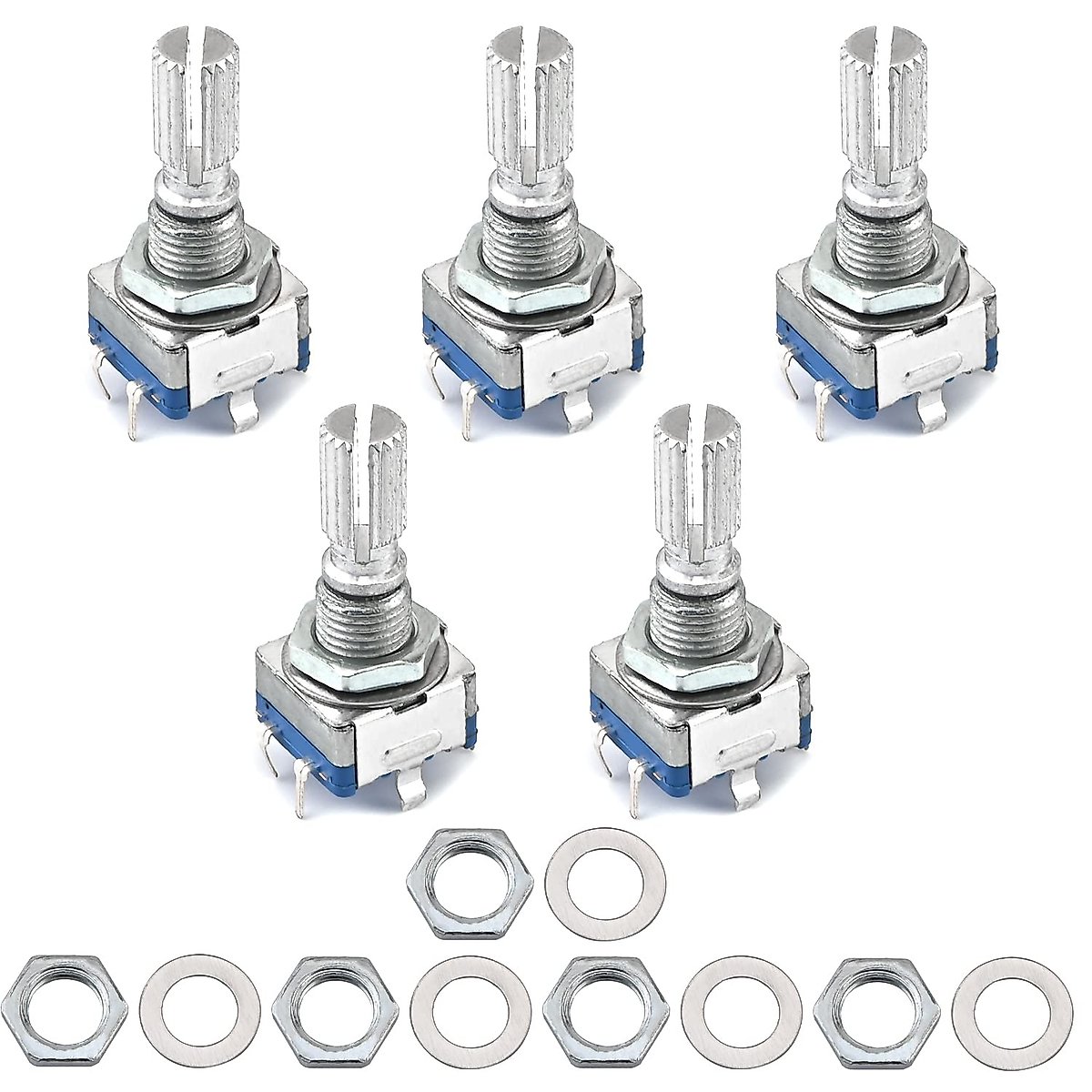 Fielect 5Pcs 360 Degree EC11 Rotary Encoder Code Switch Digital Potentiometer 7 Pins 20mm Shaft