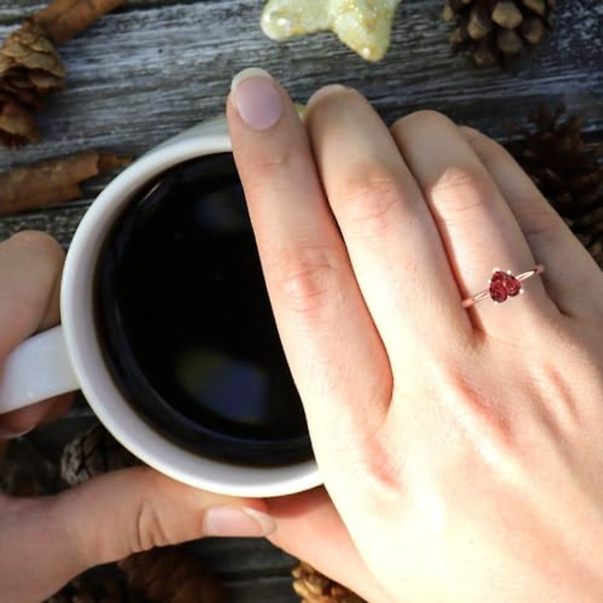 Clara Pucci 2.0 ct Heart Cut Solitaire Natural Deep Pomegranate Dark Red Garnet Bridal Designer Anniversary Engagement Ring 14k Rose Gold