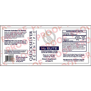 Quicksilver Scientific H2 Elite Tablets - Molecular Hydrogen Water Additive for Energy + Metabolism Support, Perfect for Open Containers - High-Dose Antioxidant Hydrating Drink (60 Dissolving Tablets)
