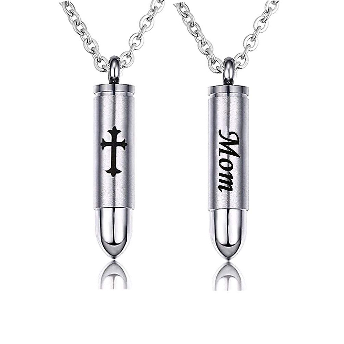 MEMORIALU Celtic Cross Bullet Urn Necklaces for Mom Ashes Women Cremation Jewelry Stainless Steel Keepsake Memorial Pendant for Mother