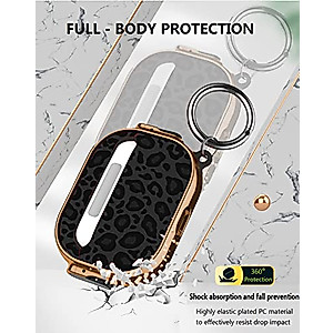 OTOPO Compatible AirPods Pro 2nd/1st Generation Case Lock Leopard Women, Double Secure Lock Clip Hard Shockproof Shell Protective iPods Pro 2 Cover Girl with Keychain for Apple AirPod Pro 2nd Gen Case
