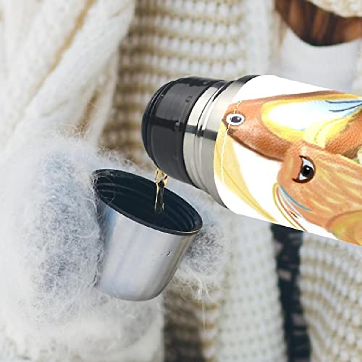 Stainless Steel Leather Vacuum Insulated Mug Bird Thermos Water Bottle for Hot and Cold Drinks Kids Adults 16 Oz