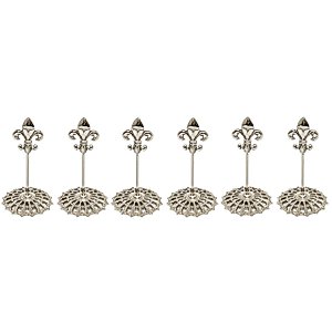 Fleur di lis Place Card Holder Table Card/Number Holder Recipe Holder Filigree Design Base Silver Color Solid Brass 6" High Set of 6