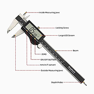 Digital Calipers 6 inch, Electronic Caliper Measuring Tool 150mm, Micrometer Fraction/Inch/mm with Large LCD Screen, Extreme Accuracy