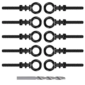 RiaYer 10 Pack Eye Bolt, 1/4” x 3" T316 Stainless Steel Eyebolts, Heavy Duty Shoulder Lifting Ring Threaded Eyebolts with Nuts and Washers HF038B