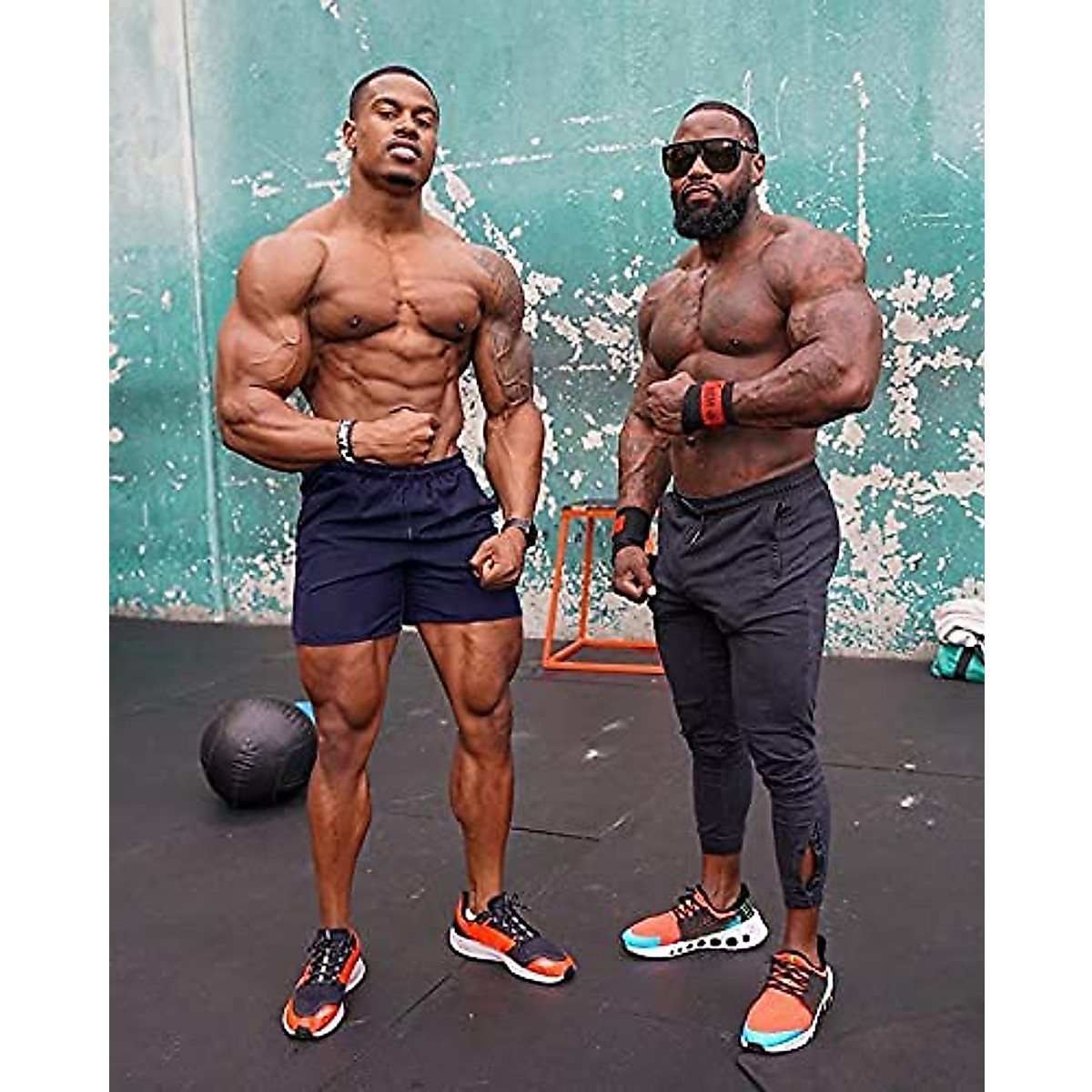 COOFANDY Men's 2 Pack Gym Workout Shorts 7 Inch Quick Dry Athletic Shorts Lightweight Running Shorts with Pockets Black/Navy Blue