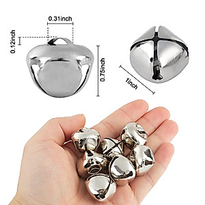 Jingle Bells, 1 Inch Craft Bells Bulk DIY Bells for Christmas Festival Decoration Home Decoration, 50pcs, Silver