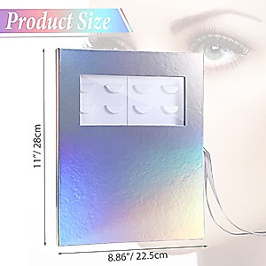 Noverlife 16 Pairs Eyelash Packaging Book, False Eyelash Holder Extension Container Eyelash Display Tray, Empty Eyelash Sample Protect Case Lash Catalog Book for Beauty Salon Business - Holographic