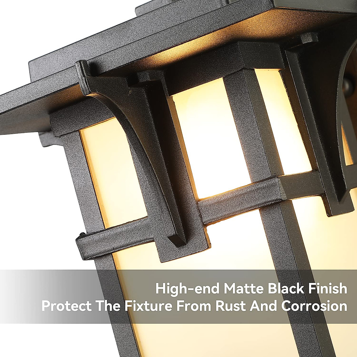 EERU Porch Lights Wall Mount Outdoor Wall Lantern Waterproof Aluminum with Frosted Glass Exterior Light Fixtures Modern Classic Outdoor Wall Lights for Outside House Deck Patio Garage Lighting, Black