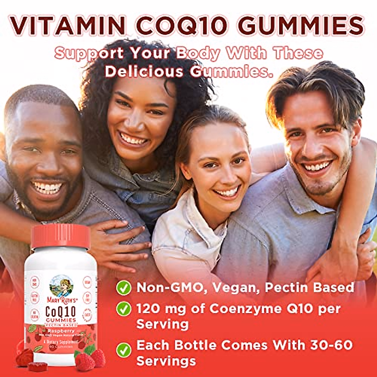 MaryRuth Organics CoQ10 | 1 Month Supply | CoQ10 Gummies | CoQ10 Supplements for Adults & Kids | Gummy Supplements for Heart Health & Cellular Energy | Vegan | Non-GMO | Gluten Free | 60 Count