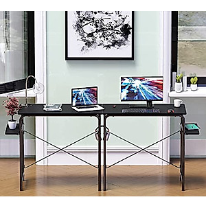 SHW Harrison 31-inch Home Computer Desk with Shelves, Black