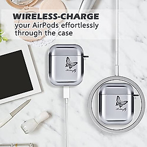 Cute AirPods Case with Beautiful Butterfly Pendant, Soft Silicone Protective Electroplating Cover Compatible with 2nd and 1st Generation Case