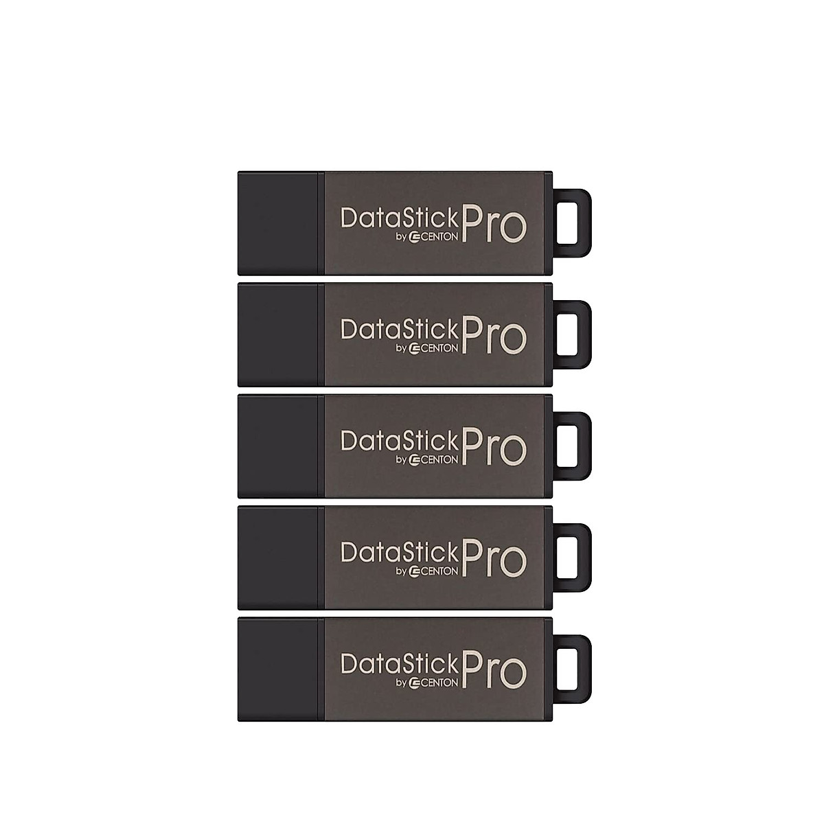Centon Electronics DataStick Pro USB 2.0 Flash Drive, 2 GB, 5 USB Flash Drives, 5 Bulk Pack, Grey