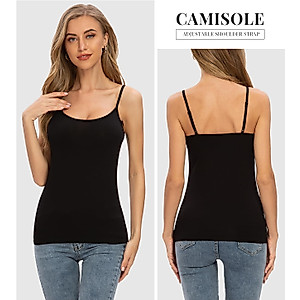 Rosyline 4 Piece Women Camisole Basic Undershirt Adjustable Spaghetti Strap Tank Top Black/Grey/Black/White M