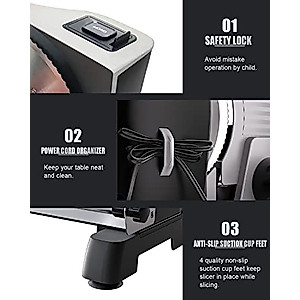 Meat Slicer for Home TOPOTO 200W Electric Deli Food Slicer with 2 7.5" Stainless Steel Blades Child Lock Protection Adjustable Thickness Slicers Machine for Meat Cheese Bread Vegetable Easy to Clean