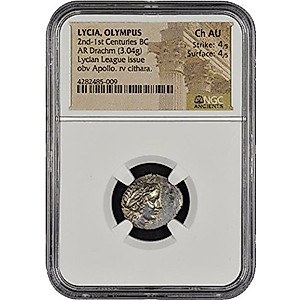 TR 2nd-1st Centuries BC Ancient City of Olympus Antique Silver Coin Rare Coins AR Drachm Choice About Uncirculated NGC