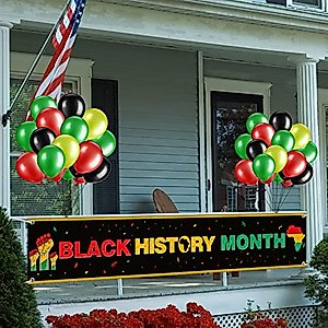 38 Pieces Black History Month Banner Balloons Decorations Set,Large Fabric African American Fence Yard Garage Banner with 36 Pieces Balloons for Black History Month National Holiday Party Decorations