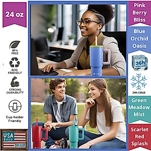 24 oz Insulated Tumbler Kids with Handle, Spill Proof Kids Water Bottle, Leak Proof Cup with straw Lid, Women, Teen, Toddler, Adults, Children Tumbler