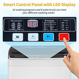 17.8Lbs Portable Washing Machine, 2.3CU.FT. Automatic Portable Washer with Drain Pump, Small Washer and Dryer Combo with 8 Water Levels/10 Programs for Apartments, College Dorms, RVS, White