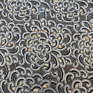 Bestway Lace Sequins African Net Lace Fabric French Floral Embroidered Fabric Rhinestones Nigerian Wedding Asoebi Dress Material 5 Yards (Ashy Grey)