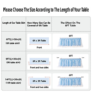 leegleri Baby Blue Tulle Table Skirt for Baby Shower,6FT Blue Ruffle Tutu Table Skirt with LED Light for Elephant Birthday Party Ocean Baby Shark Gender Reveal Cake Table Decorations