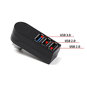 TXY Universal Mini Rotatable 1 Port USB 3.0, 2 Port USB 2.0 Hub High Speed Data Transfer Splitter Box Adapter USB Expander for PC Laptop (Black)