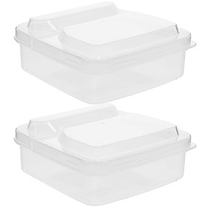 Cabilock 2 Pcs Fridge Storage Containers Cheese Butter Saver Refrigerator Produce Organizer Bins Fresh Vegetable Fruit Storage Box Food Keeper Tray Case for Home Fridge Kitchen