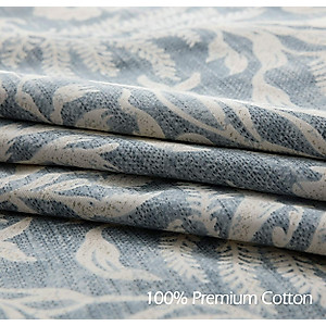 SLEEPBELLA Duvet Cover Twin Size, 600 Thread Count Cotton Beige & Bluish Grey Printed with Luxurious Leaves Pattern Reversible Botanical Comforter Cover Sets, Bedding Set 2Pcs (Twin, Beige Paisley)