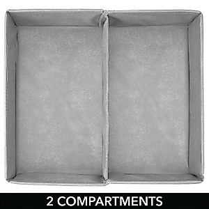mDesign Fabric Drawer Organizer Bin Dividers for Baby Nursery Dresser, Closet, Organization - Bins Hold Clothes, Diapers, Cream, Toy, Blankets - 4 Pack, Gray Herringbone