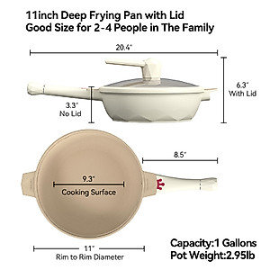 Tiborang 8 in 1 Frying Pans Nonstick,11" Frying Pan Skillet with Lid,Steamer for Cooking,All in One Pan Cookware for All Stoves,Woks & Stir-Fry Pans Nonstick,Saute Pan PFAS-Free/PFOA-Free(White)