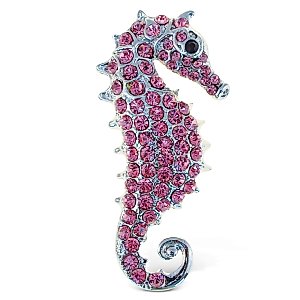 COTA Global Seahorse Sparkling Refrigerator Magnet - Pink & Silver Sparkling Rhinestones Crystals, Cute Sparkly Ocean Animal Magnet for Kitchen Door Fridge, Cool Home & Office Novelty Decor - 2 Inch