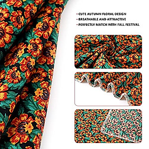 E-Clover Fall Dog Bandana & Matching Scrunchie Set Floral Dog Scarf Bibs with Bow Hair Tie for Small Dogs Puppy Owner Orange Green Gift