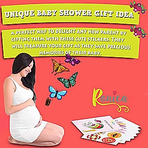 Massive Pack of 32 Ronica Baby Girl Stickers: 12 Baby Monthly Stickers + 20 Popular Milestones Baby Stickers - Record Your Baby's Growth, Holidays and Special Firsts - Unique Baby Gifts