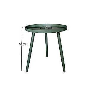 Kings Brand Furniture – Round Metal Side End Table, Nightstand Accent Table, Pedestal Plant Stand for Bedroom Living Room, Green