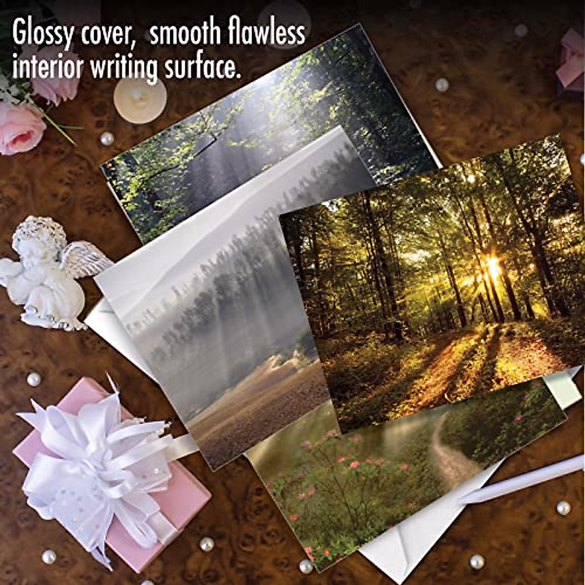 The Best Card Company - 10 Assorted Sympathy Cards Boxed (4 x 5.12 Inch) - Condolence, Bereavement Greetings - Shining Through AM1735SMG-B1x10